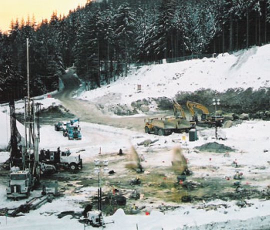 Explosive compaction densifies soil