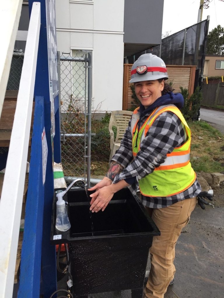 Plumbers stay at work with DIY hand-washing solution